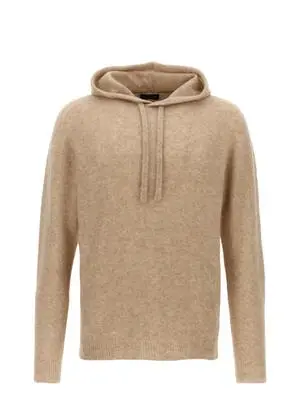 ROBERTO COLLINA Hooded Sweater With Drawstrings - Nude