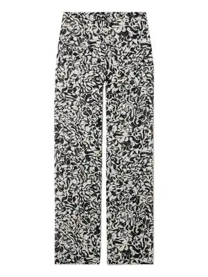 Dries Van Noten Dries Van Noten Printed Chiffon High-Waisted Straight Leg Pants Black