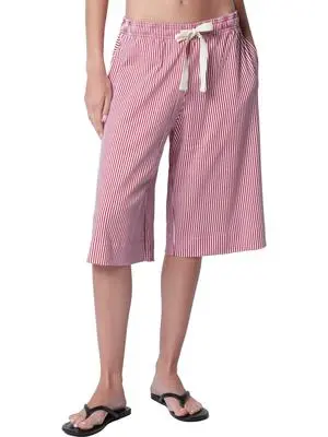 Jacquemus And White Striped Cotton Bermuda Shorts - Red