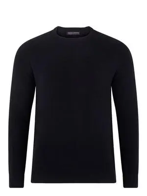 PAUL JAMES KNITWEAR Fisherman Rib Crew Neck Jumper - Blue