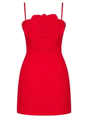 Yumi Kim Alina Linen Mini Dress With Floral Detail - Red