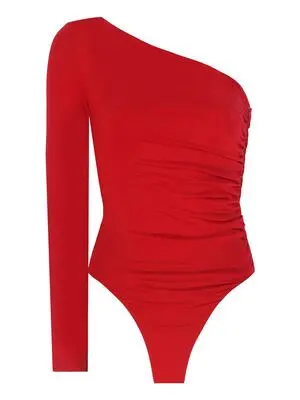 N'ONAT Nonat Alessia Asymmetric One-shoulder Bodysuit - Red