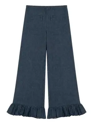 Carmen Says Wide-leg Jeans With Ruffle Hem - Blue