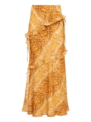 Carmen Says Animal Print Flowy Maxi Skirt - Yellow