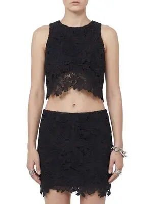 Sportmax Cropped Lace Top - Black