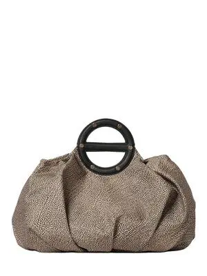 Borbonese Recycled Nylon Handbag With Double Leather Handle - Multicolor