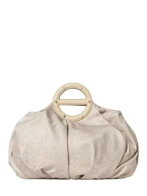 Borbonese Recycled Nylon Handbag With Double Leather Handle - Sand