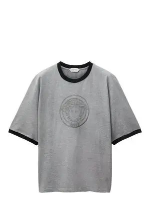 Versace Medusa Logo Cotton Jersey T-shirt - Grey