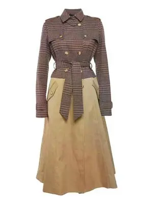 Gabriela Hearst Plaid Double-breasted Trench Coat - Brown