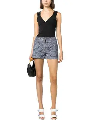 Moschino Monogram Jacquard Denim Shorts - Blue