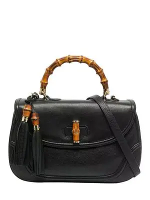 Gucci Bamboo Tassel Large Leather Top Handle Bag - Black