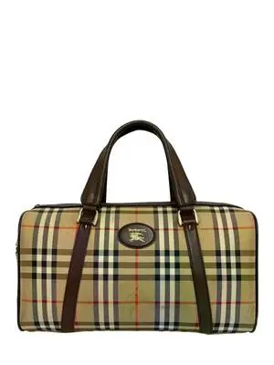 Burberry Haymarket Check Canvas Boston Bag - Neutrals