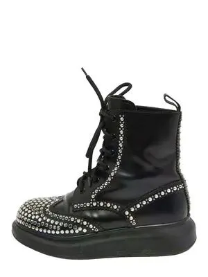 Alexander McQueen Studded Lace-up Ankle Boots - Black