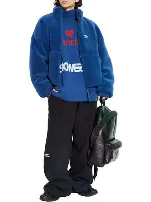 Balenciaga 3b Logo Zip-up Jacket - Blue