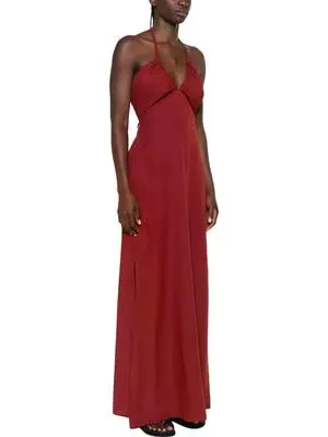 MOUTAKI Sleeveless Halterneck Maxi Dress - Red