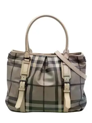 Burberry Smoked Check Coated Canvas Satchel - Neutrals