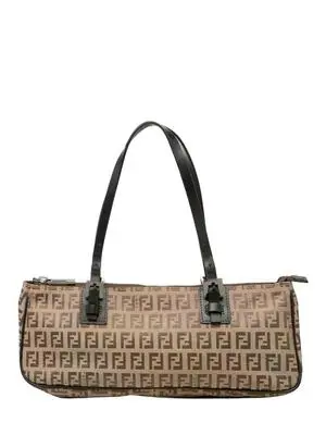Fendi Zucchino Canvas Handbag - Neutrals