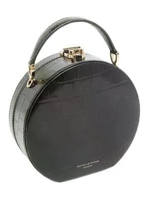 ASPINAL OF LONDON Leather Hat Box Tote Bag - Black