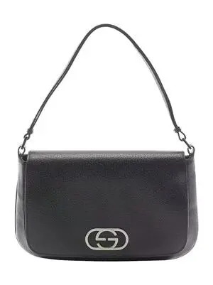 Gucci Calfskin Interlocking G Shoulder Bag - Black