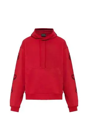 Balenciaga Logo Print Oversized Hoodie - Red