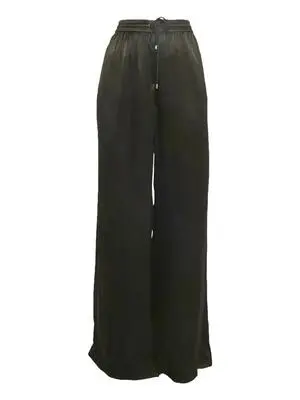 BOSS Satin Wide-leg Trousers With Drawstring Waist - Black