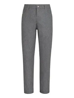 Brunello Cucinelli Virgin Wool Flannel Tailored Trousers - Grey