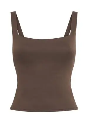 NIKESKIMS Square-neck Tank Top With Built-in Pads - Brown