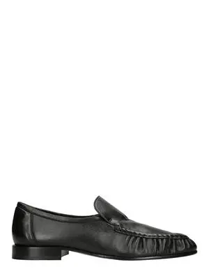 THE ROW Soft Moccasin Two Leather Loafers - Black
