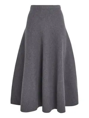 Brandon Maxwell Virgin Wool Miller Midi Skirt - Grey
