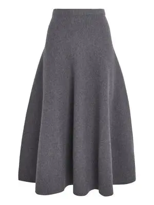 Brandon Maxwell Virgin Wool Miller Midi Skirt - Grey