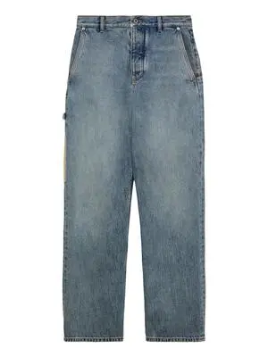 Loewe Straight Leg Jeans With Suede Trim - Blue