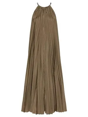 Max Mara Pleated Halterneck Midi Dress - Brown