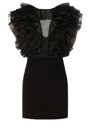 Max Mara Ruffled Mini Dress - Black