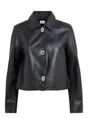 Claudie Pierlot Cropped Leather Turn-lock Jacket - Black