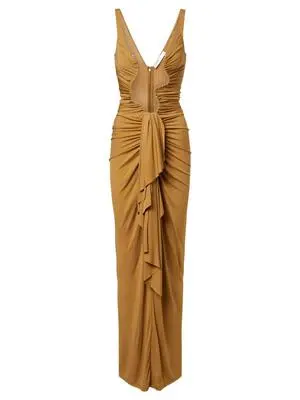 Christopher Esber Salacia Cutout Draped Maxi Dress - Beige