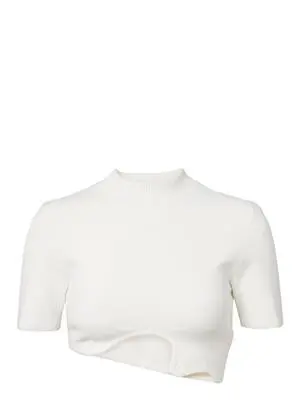 Christopher Esber Asymmetrical Jersey Crop Top - White