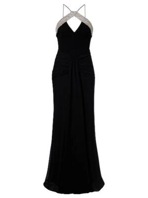 Rebecca Vallance Astros Embellished Draped Gown - Black