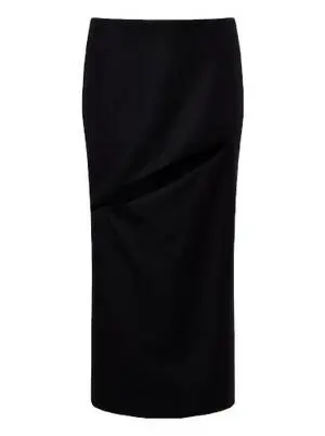 JIL SANDER Cutout Wool And Mohair Midi Skirt - Black
