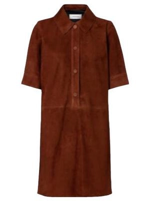 YVES SALOMON Suede Mini Dress - Brown
