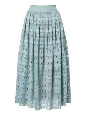 Elie Saab Pleated Maxi Skirt - Blue