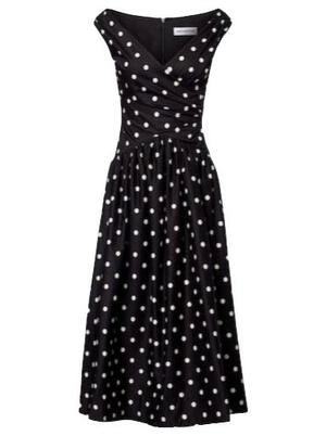 SELF-PORTRAIT Polka Dot Off-shoulder Midi Dress - Black