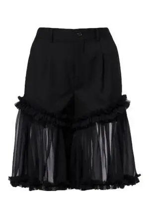 Comme Des Garçons Ruffled Tulle And Wool Shorts - Black