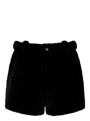Nour Hammour Leontine Shearling Shorts - Black
