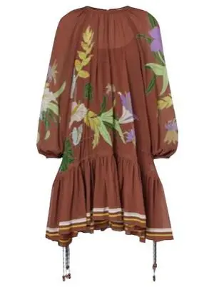ALEMAIS Alfie Gathered Mini Dress - Brown