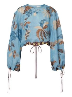 ALEMAIS Georgie Cropped Printed Top - Blue