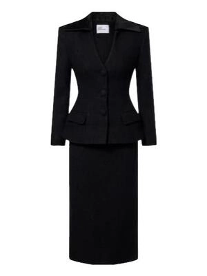 SELF-PORTRAIT Wool-blend Twill Midi Dress - Black