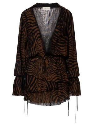 Blumarine Zebra Print Chiffon Mini Dress - Black