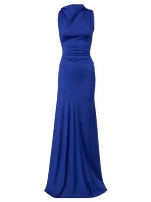 Victoria Beckham Asymmetric Draped Gown - Blue