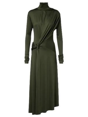 Victoria Beckham Gathered Turtleneck Midi Dress - Black