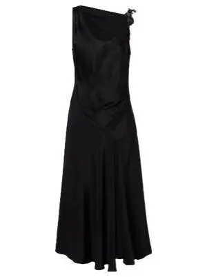 Victoria Beckham Lace-trimmed Crêpe Satin Midi Dress - Black